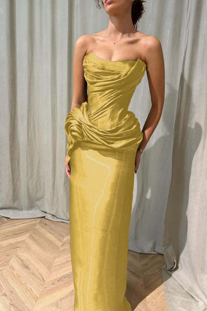 Showprettydess Glamorous Dark Navy Strapless Sleeveless Slim Prom Dres